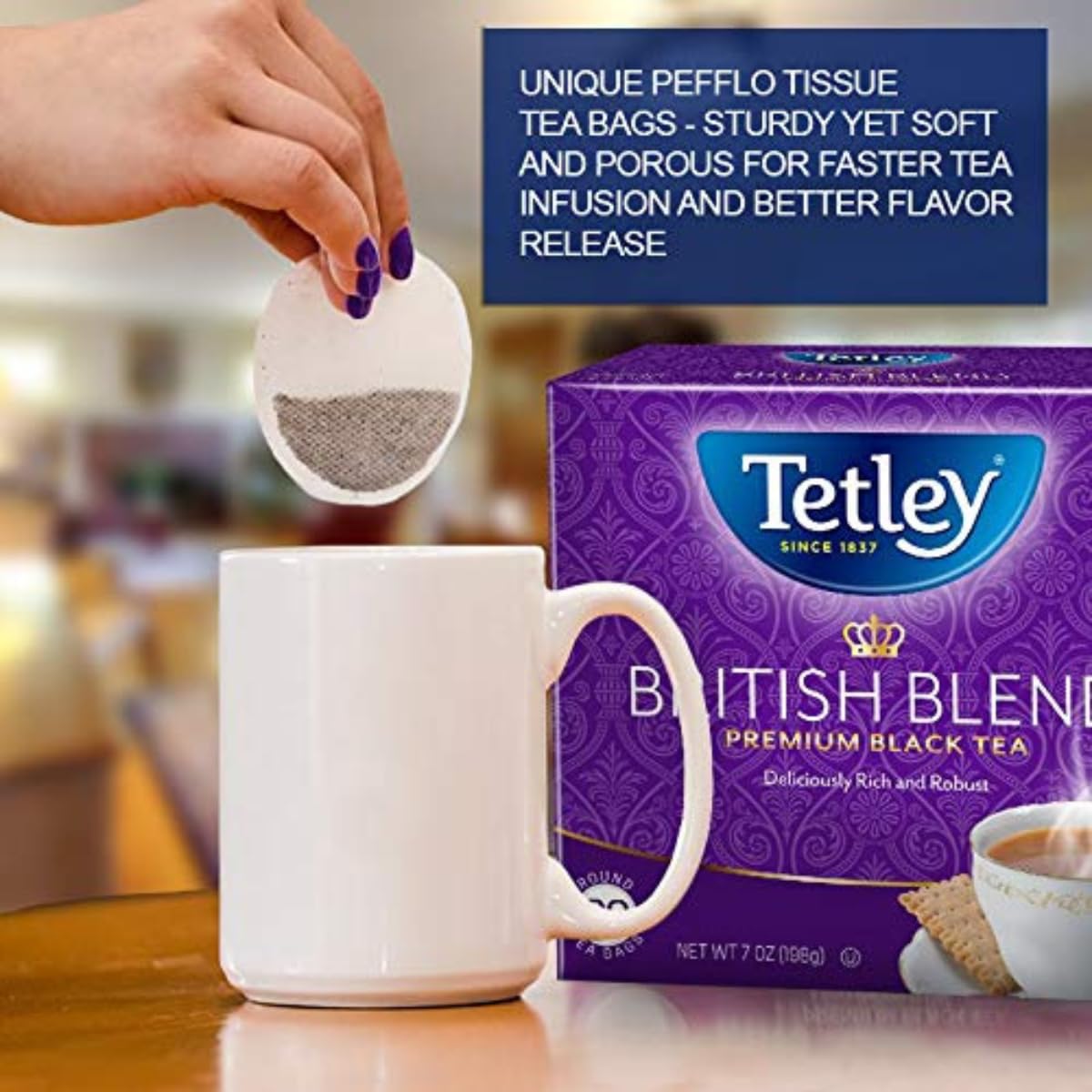 TETLEY Premium Black Tea, Decaffeinated British Blend - Pack of 3 (120 tea bags in total) by SUPREME BOX, WHITE