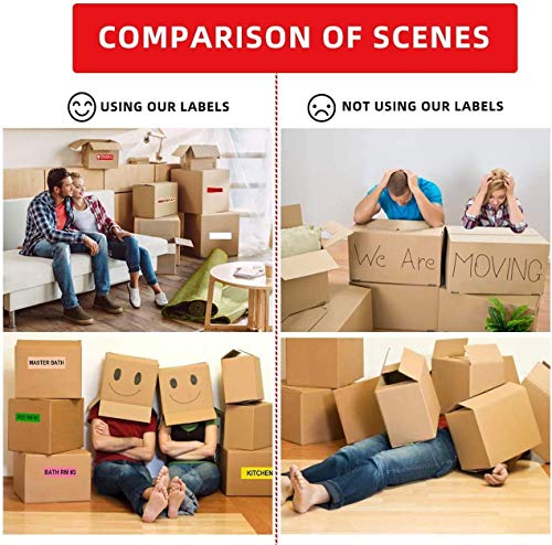 Labelebal 960 Count Moving Labels 14 Different Living Spaces + Fragile Stickers + Blank White Label Home Moving Color Coding Labels Moving Sticker for Storaging Packing Moving (16Rolls, 60/Roll)