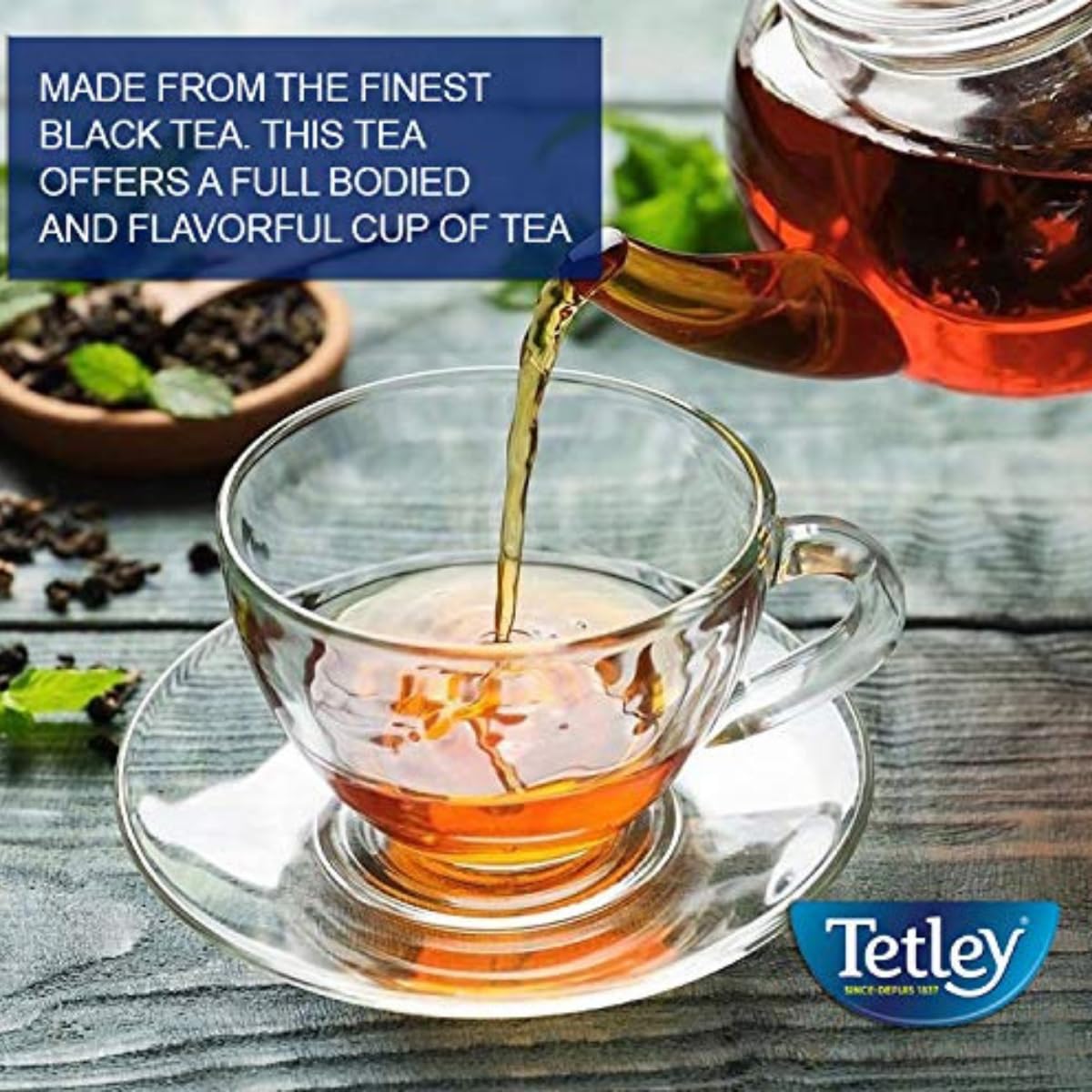 TETLEY Premium Black Tea, Decaffeinated British Blend - Pack of 3 (120 tea bags in total) by SUPREME BOX, WHITE