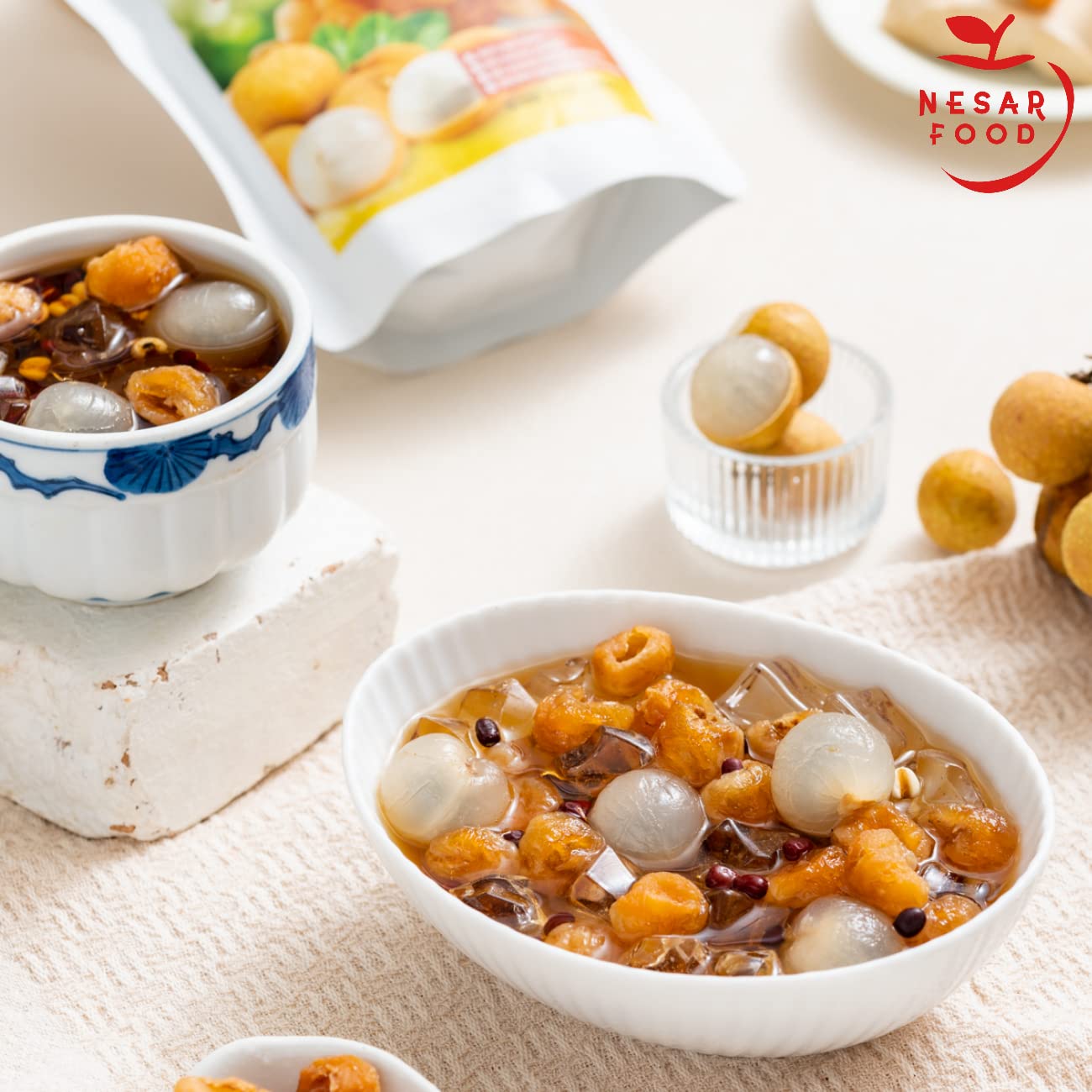 NESAR FOOD Premium Natural Dried Longan Fruit - Delectable Seedless Longan Dry, 100% Fruit Meat, 100g (3.52 oz Pack of 1) - Perfect for Tea, Snacks, and Desserts - All-Natural, No Sugar Added