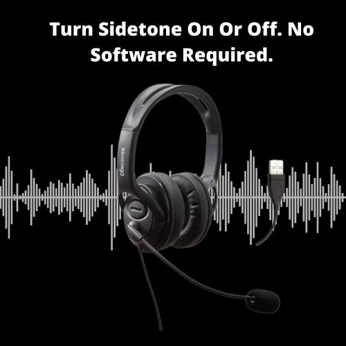 Discover D722U Noise Reducing USB Wired Headset | Compatible with Computer Softphone Apps Like RingCentral, Teams, Zoom, Google, GoTo, Cisco and More