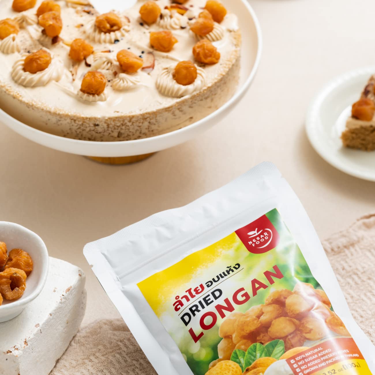 NESAR FOOD Premium Natural Dried Longan Fruit - Delectable Seedless Longan Dry, 100% Fruit Meat, 100g (3.52 oz Pack of 1) - Perfect for Tea, Snacks, and Desserts - All-Natural, No Sugar Added