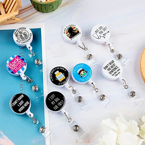 10 Pcs Funny Badge Holder Retractable Badge Reel Funny Badge Reels Retractable ID Clip Cute Nursing Badge Reel for Doctor Teacher Student Employee