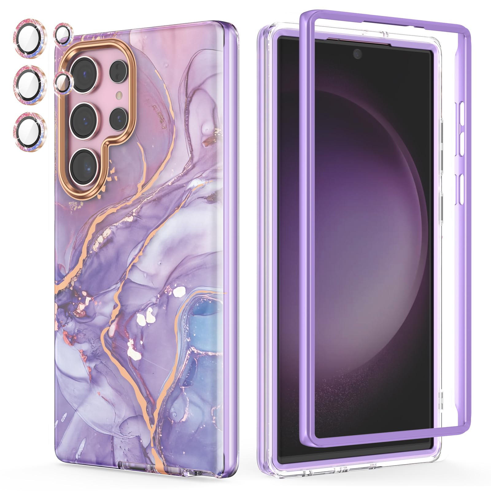 Chvelop Compatible with Samsung Galaxy S23 Ultra 5G Case 6.8'', Slim Stylish Protective Case, 360° Protection, [No Built-in Screen Protector] [Camera Lens Cover]-River/Purple