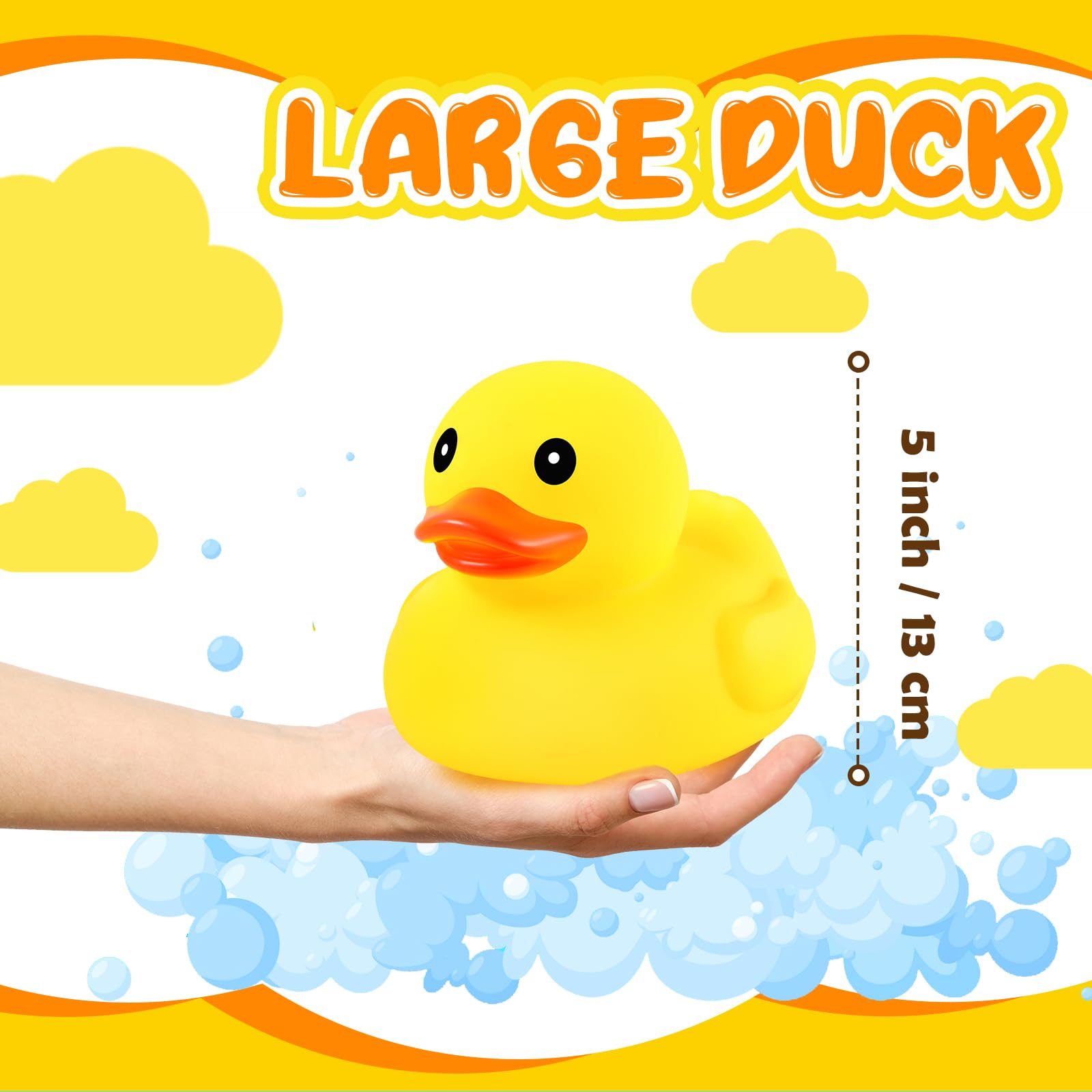 Deekin 40 Pcs 5 Inches Large Yellow Rubber Ducks Bulk Large Duck Bath Toy Squeak Rubber Duckie Bathtub Floating Bath Duck for Birthday Party Decoration Gift Swimming Pool