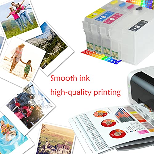 Replacement Refillable Ink Cartridges Compatible Sublimation Ink Cartridges for WF-7720 WF-7710 WF-7620 WF-7610 WF-7210 WF-7110 WF-3620 WF-3640,4Pcs Auto Reset Chips Reusable Empty Ink Cartridges Kit