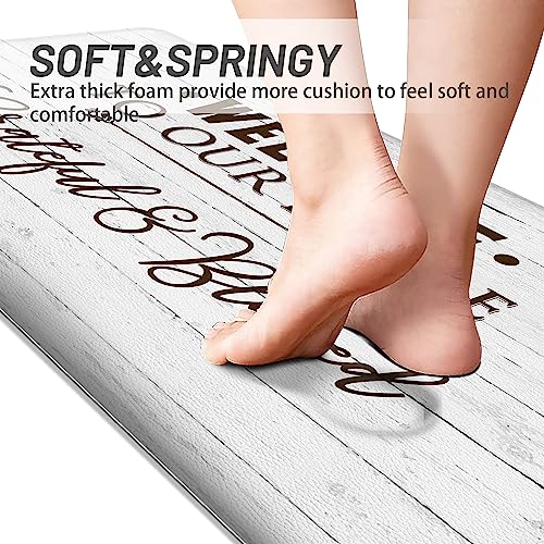 FYATHM Kitchen Mats Anti Fatigue Kitchen Floor Mat Cushioned Kitchen Rug Farmhouse Memory Foam Kitchen Mat Waterproof Grateful Home Kitchen Matt for Standing 17.3 x 29 x 0.47 inch