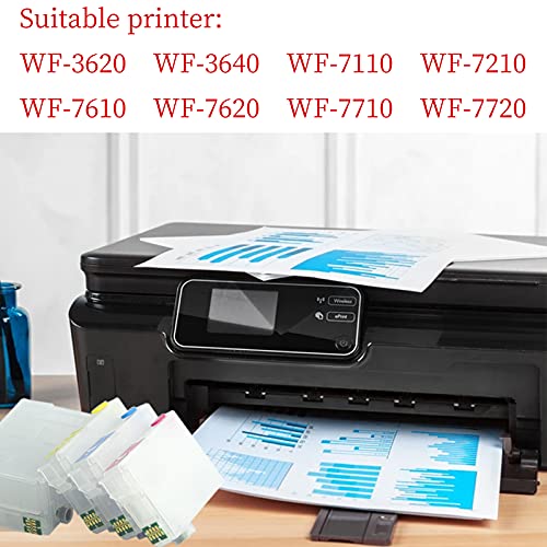 Replacement Refillable Ink Cartridges Compatible Sublimation Ink Cartridges for WF-7720 WF-7710 WF-7620 WF-7610 WF-7210 WF-7110 WF-3620 WF-3640,4Pcs Auto Reset Chips Reusable Empty Ink Cartridges Kit