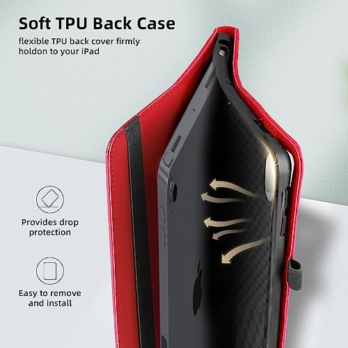Varohix Case for iPad Air 5 2022/iPad Air 4 2020 10.9 inch Premium Leather Case Folio Magnetic Cover Card Holder with S Pen Holder and Auto Sleep/Wake for iPad Air 10.9, Red