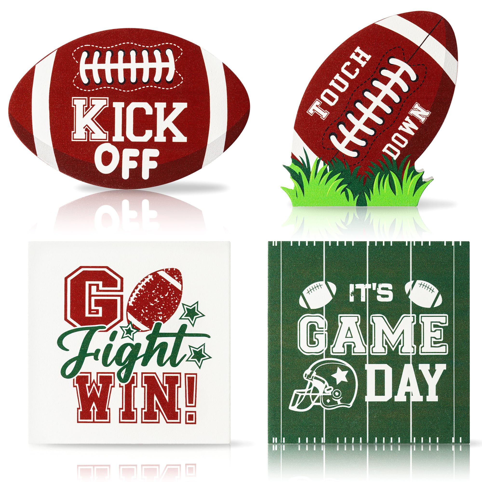 WATINC 4PCS Fall Football Tiered Tray Decor, Rugby Itβs Game Day Wooden Centerpiece Sign, Football Themed Birthday Party Decoration Supplies, Rustic Farmhouse Table DΓ©cor for Home Kitchen Season Favor
