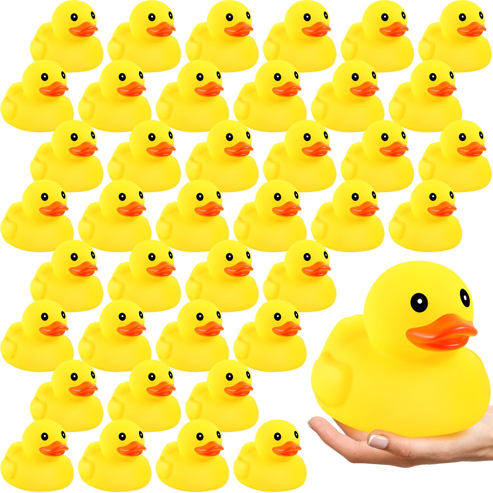 Deekin 40 Pcs 5 Inches Large Yellow Rubber Ducks Bulk Large Duck Bath Toy Squeak Rubber Duckie Bathtub Floating Bath Duck for Birthday Party Decoration Gift Swimming Pool