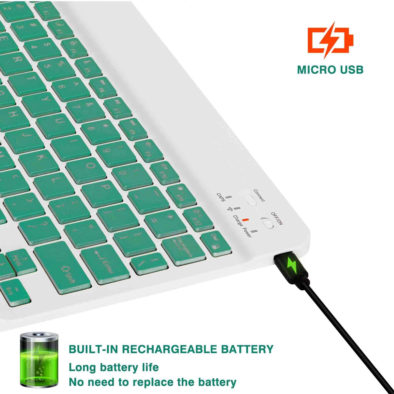 UX030 Lightweight Ergonomic Keyboard with Background RGB Light, Multi Device Slim Rechargeable Keyboard Bluetooth 5.1 and 2.4GHz Stable Connection Keyboard Compatible with Microsoft Surface Duo 2
