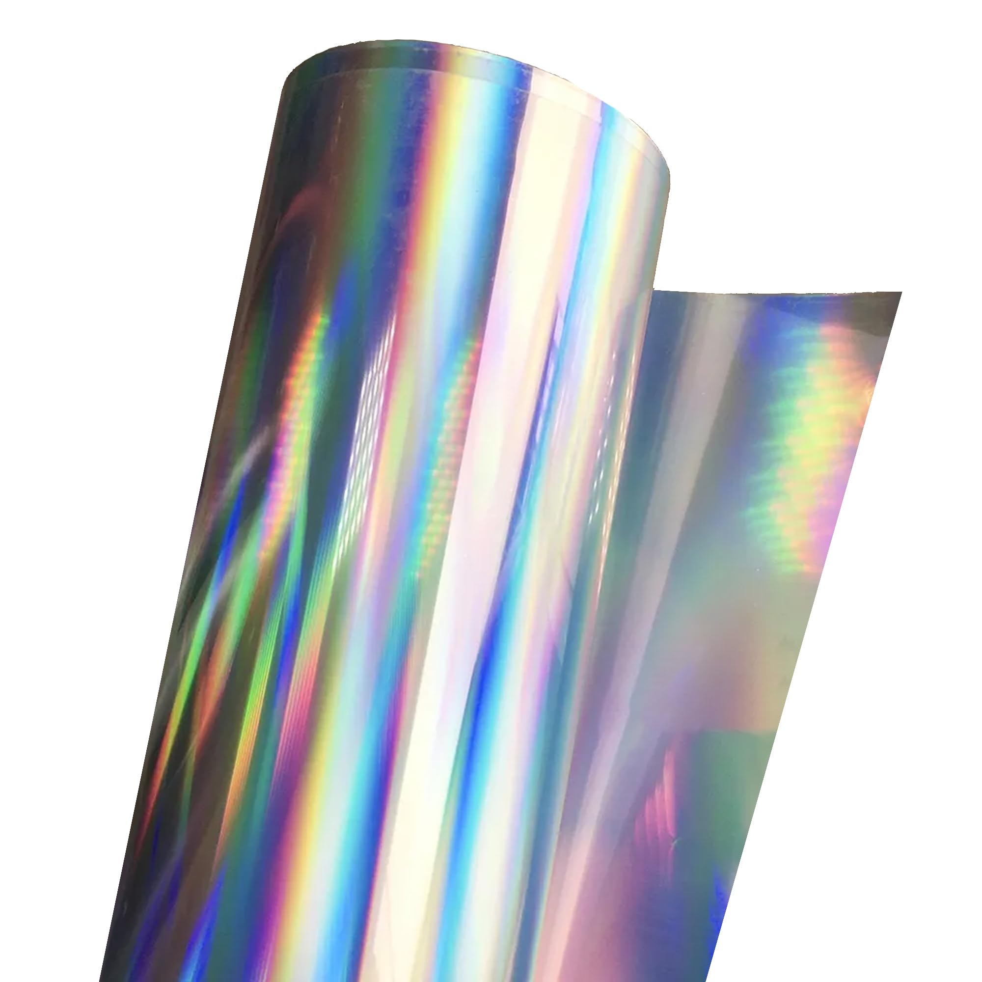 Lypumso Holographic Laser Silver Vinyl Wrap, Chrome Metallic Car Wrap Vinyl Self Adhesive Decal Sticker Air Release Stretchable Glossy Film Vinyl Sheet for Cars Motorcycles Exterior Interior 1ft x 5ft