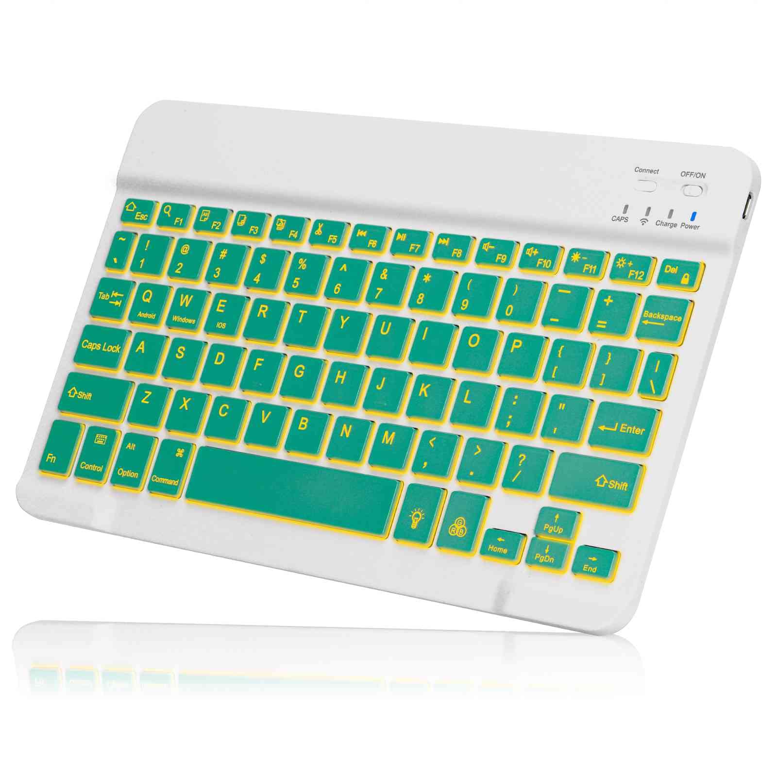 UX030 Lightweight Ergonomic Keyboard with Background RGB Light, Multi Device Slim Rechargeable Keyboard Bluetooth 5.1 and 2.4GHz Stable Connection Keyboard Compatible with Microsoft Surface Duo 2