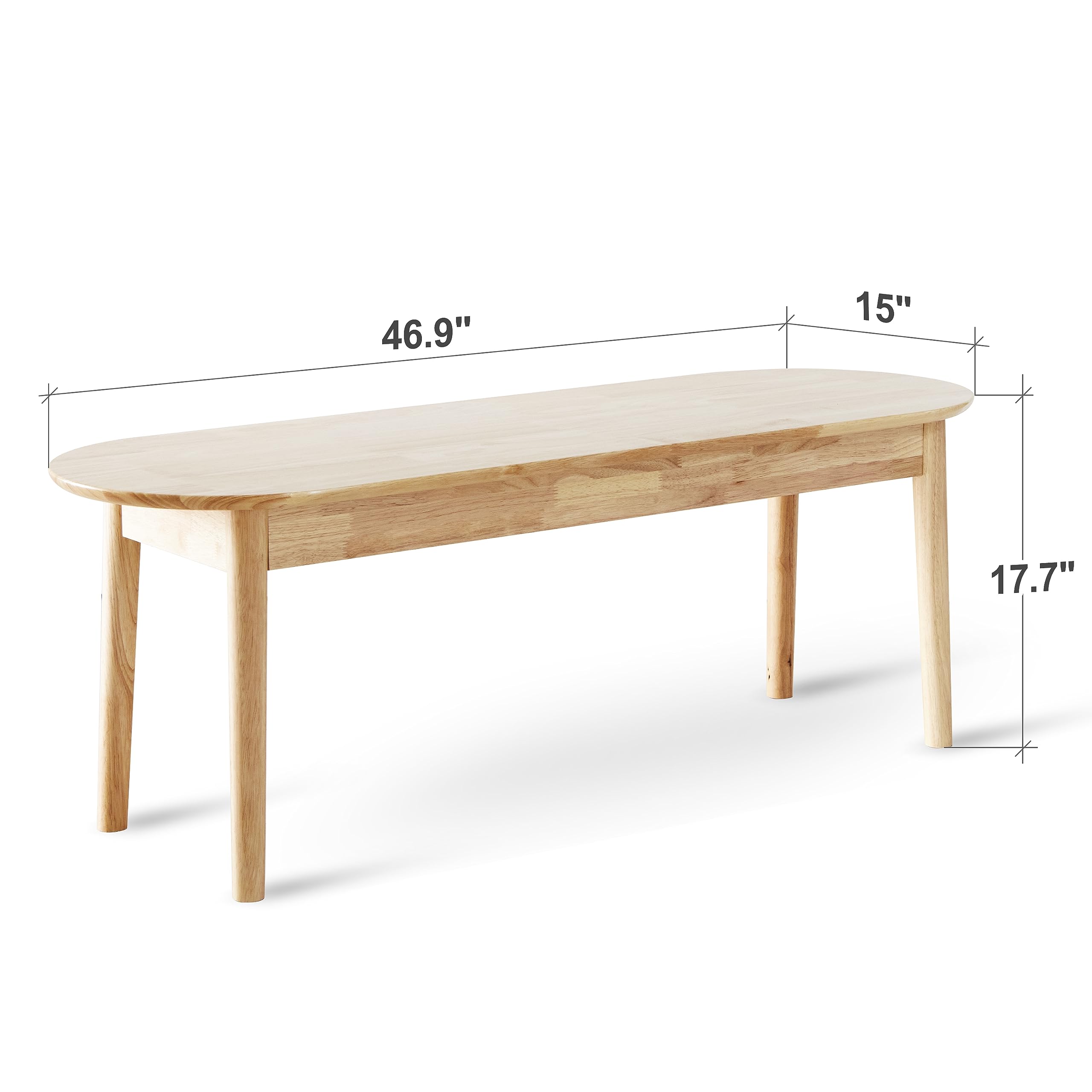 Livinia Aslan 47" Malaysian Oak Round Wooden Dining Bench/Solid Wood Bedroom Entry Way Kitchen Corridor Bench (Natural Oak)
