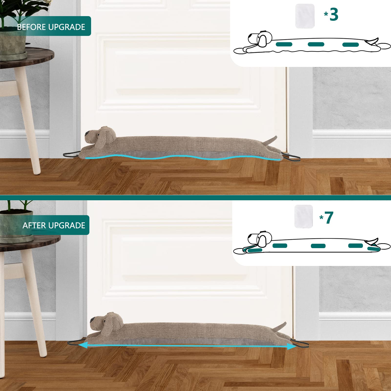 Estimber Under Door Draft Stopper Decorative Wind Stopper 36 inch for Door & Window, Weighted Animal Air Draft Stopper Snake Noise Blocker for Bottom of Door with Hanging Loops - Brown Dog