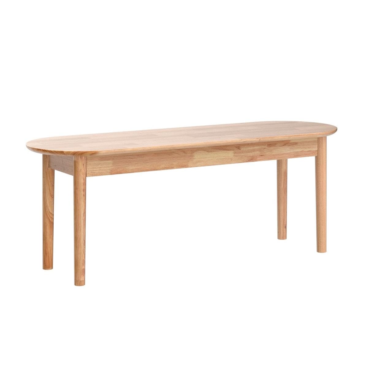 Livinia Aslan 47" Malaysian Oak Round Wooden Dining Bench/Solid Wood Bedroom Entry Way Kitchen Corridor Bench (Natural Oak)