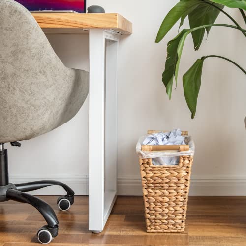 StorageWorks Wicker Waste Basket with Wooden Handles, Rectangular Hand Woven Office Waste Basket, 1 Pack