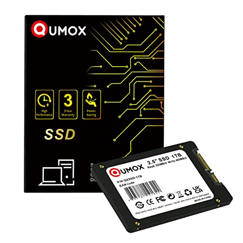 QUMOX 1TB SATA SSD - High-Speed Storage Solution with Read Speeds up to 520MB/s and Write Speeds up to 480MB/s