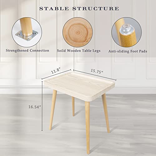 FOOHCXX Side Table, Small End Table Accent Table Living Room Bedroom Balcony Office, Modern Side Table Bedside Table Home Decor, Easy Assembly, (Nature,15.75D x 11.8W x 16.54H in)