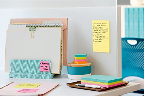 Post-it Super Sticky Notes, 4x6 in, 4 Pads, 2x the Sticking Power, Canary Yellow, Recyclable (4621-SSCY)