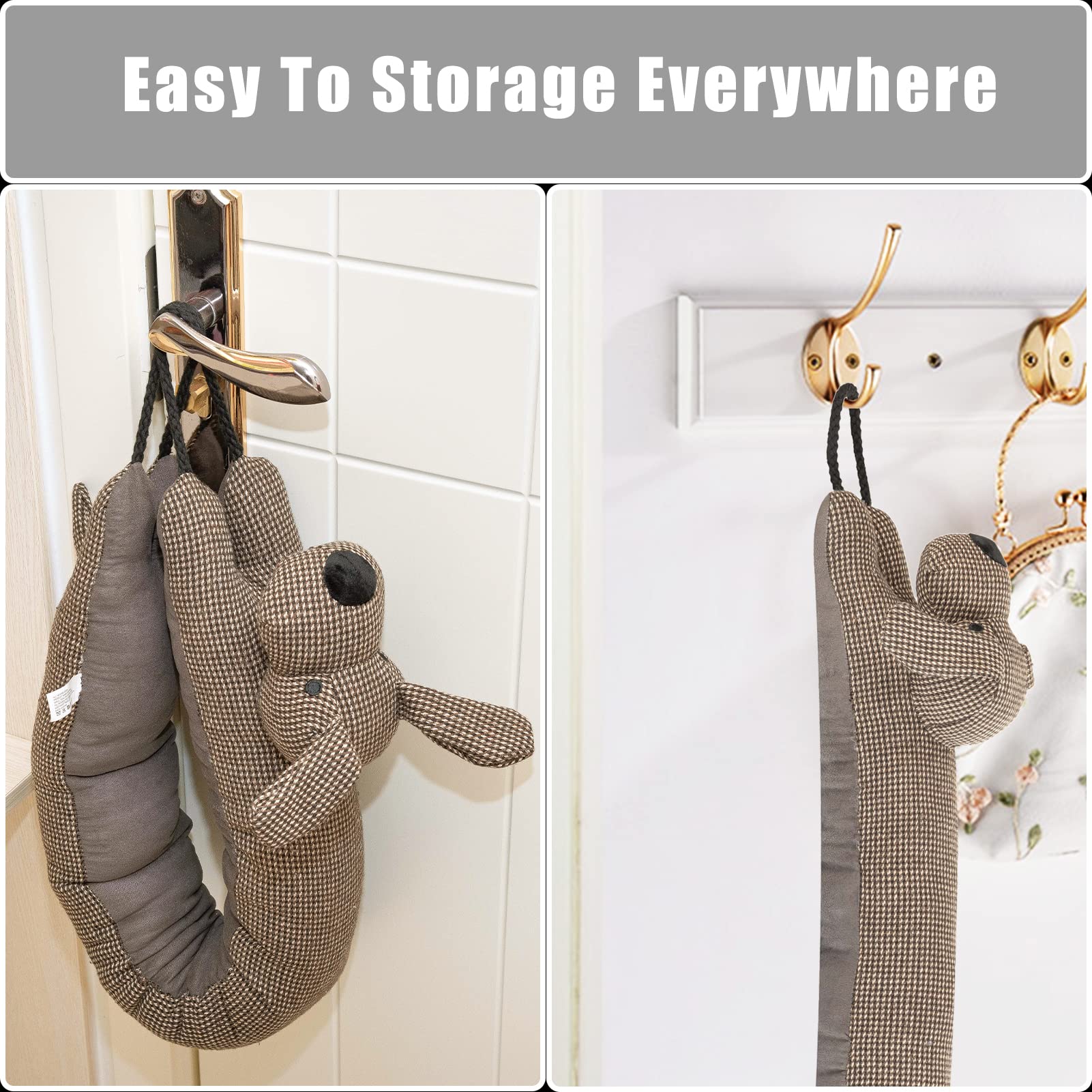 Estimber Under Door Draft Stopper Decorative Wind Stopper 36 inch for Door & Window, Weighted Animal Air Draft Stopper Snake Noise Blocker for Bottom of Door with Hanging Loops - Brown Dog