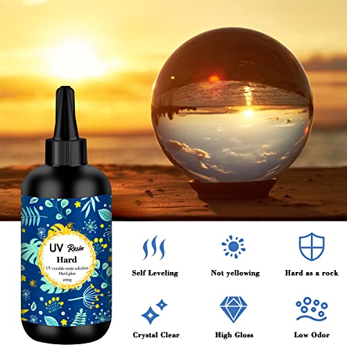 UV Resin 200g Transparent Ultraviolet Curing Clear Hard Type Resin, Solar Cure Resin for DIY Resin Jewelry Making