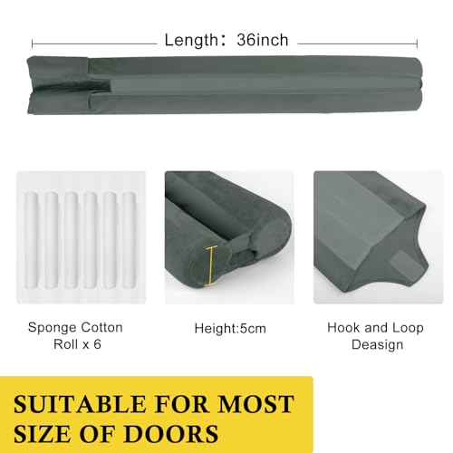 Fowong Adjustable 30" to 36" Door Guard Block - Noise/Cold Air/Wind/Breeze/Light Soundproofing Door Sweep Seal for Large Gap, Dark Gray