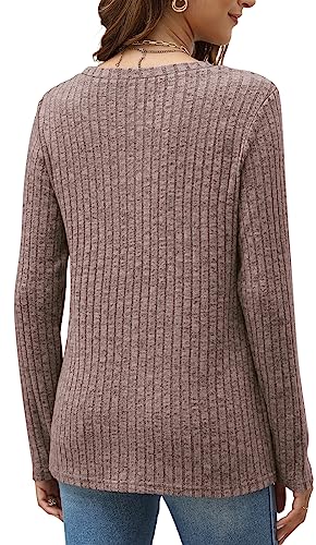 OFEEFAN Plus Size Tops for Women Dressy Fall Long Sleeve Crew Neck Light Sweaters Pink 3XL
