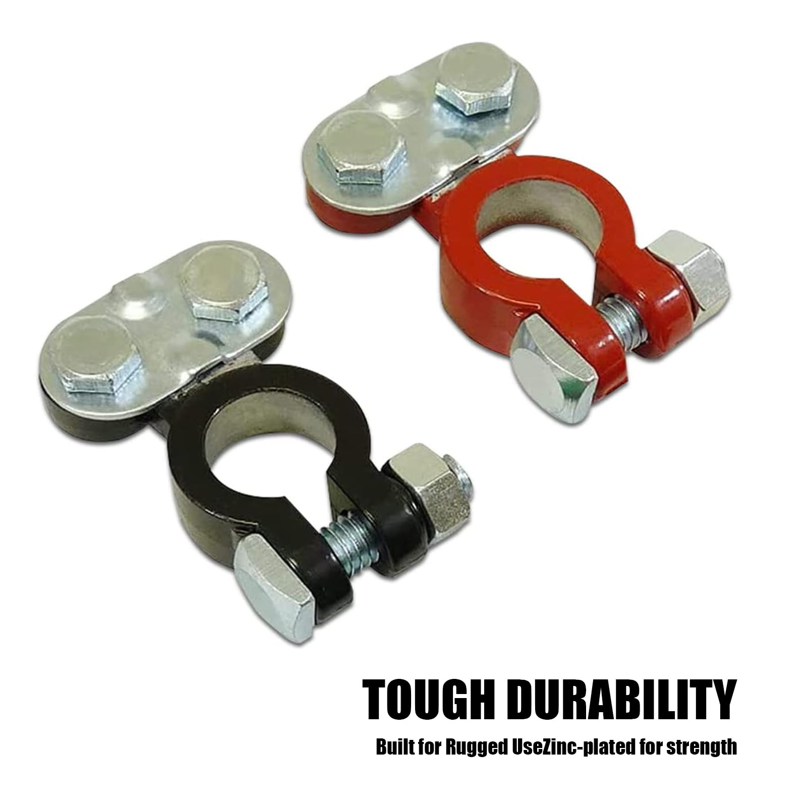 gunhunt 2 PCS Cables Terminal Connectors, Zinc Plated Top Terminal with 2 PCS Washers, Car Cable Terminal Connector, Fit for Marine Car Boat RV Vehicles (Silver)