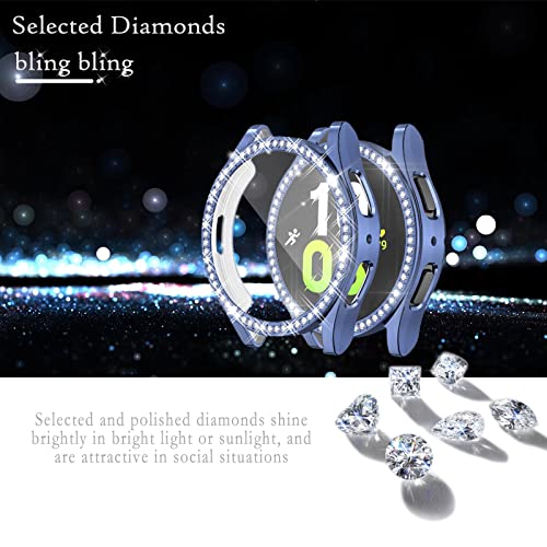 9Pack Cases Compatible with Samsung Galaxy Watch FE 40mm 2024/Watch 5 40mm/Watch 4 40mm Screen Protector, Soft Face Cover + Bling Diamonds Full Protective Bumper Galaxy Watch 5/4/FE 40mm Accessories