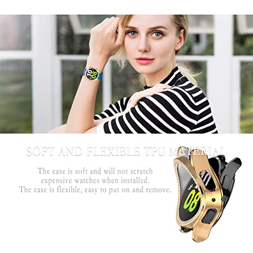 9Pack Cases Compatible with Samsung Galaxy Watch FE 40mm 2024/Watch 5 40mm/Watch 4 40mm Screen Protector, Soft Face Cover + Bling Diamonds Full Protective Bumper Galaxy Watch 5/4/FE 40mm Accessories