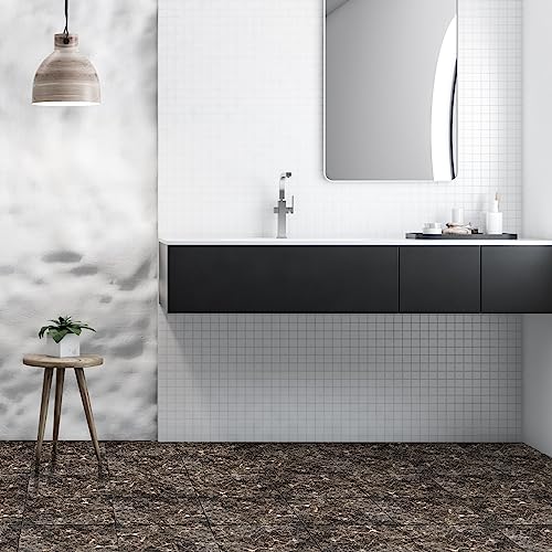 48 Pieces Vinyl Flooring Peel and Stick Floor Tile Stick on Floor Tile Self Adhesive Waterproof Bathroom 12 x 12 Inch for Bathroom Kitchen Bedroom Living Room(Delicate)