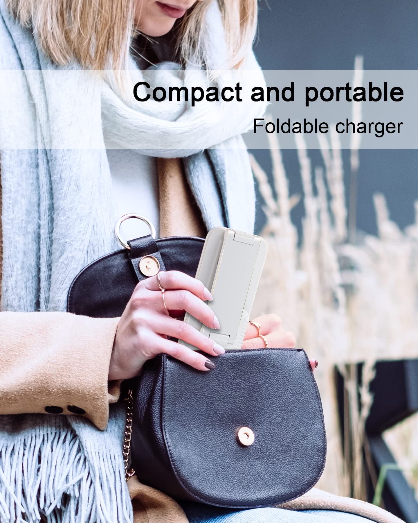 3 in 1 Wireless Charging Station Mag-Safe, BOCLOUD Aluminum Alloy Foldable Stand Portable Fast Charger for iPhone 14,13,12 Pro Max/Pro/Mini, iWatch 8/SE2/7/6/SE/5/4/3/2, AirPods Pro/3/2, white