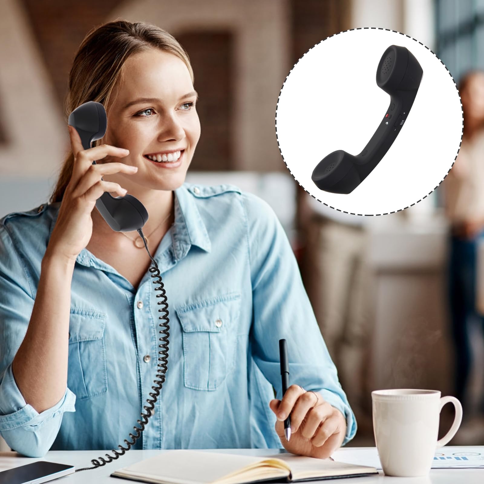 LAHELA Retro Phone Handset/Handset for Mobile/Radiation-Proof Handset Receivers/Retro Phone Receiver/Phone Receiver for Cell Phone (Black)