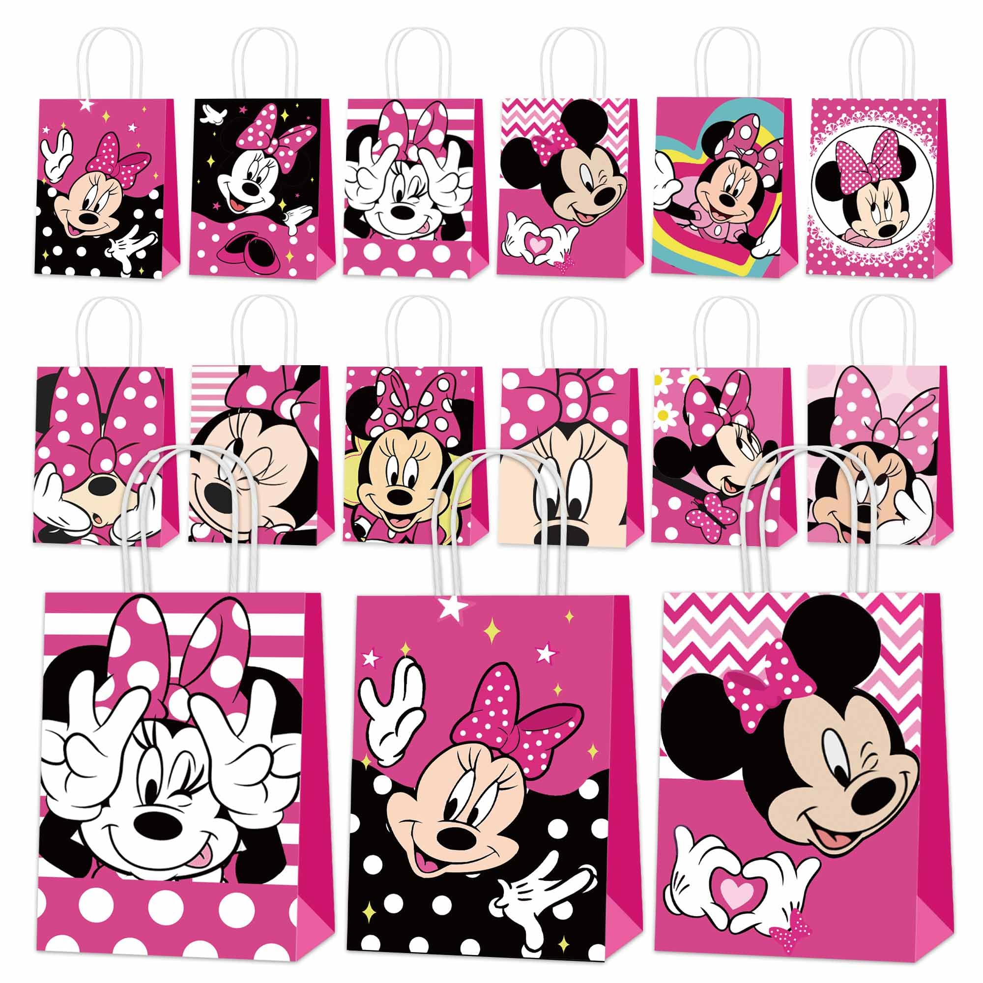 24Pcs Minnie Party Gift Tote Bag Party Favor for Kids Birthday - 12 Different Patterns Candy Bags Treat Bags For Birthday Party Supplies Favors Decoration