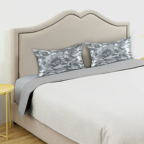 Sharks Camo Pillow Covers Silk Pillowcase for Hair and Skin Soft Breathable Smooth Cooling Satin Pillowcase Standard Size Pillow Case for Bedroom Bed Sleeping (20x26 Inch)