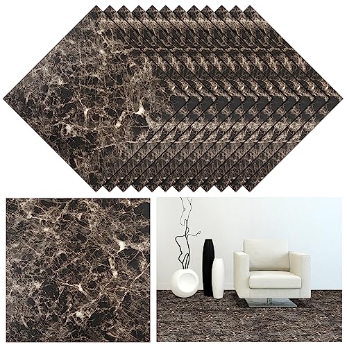 48 Pieces Vinyl Flooring Peel and Stick Floor Tile Stick on Floor Tile Self Adhesive Waterproof Bathroom 12 x 12 Inch for Bathroom Kitchen Bedroom Living Room(Delicate)