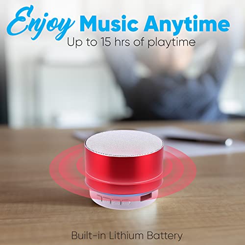 Pyle Portable Wireless BT Streaming Mini Speaker,Support Micro SD or TF Cards/USB Flash Driver/Line-in for MP3 Songs,Compatible with Audio Output Devices,with 3.5mm Audio Interface,Vigorous Bass