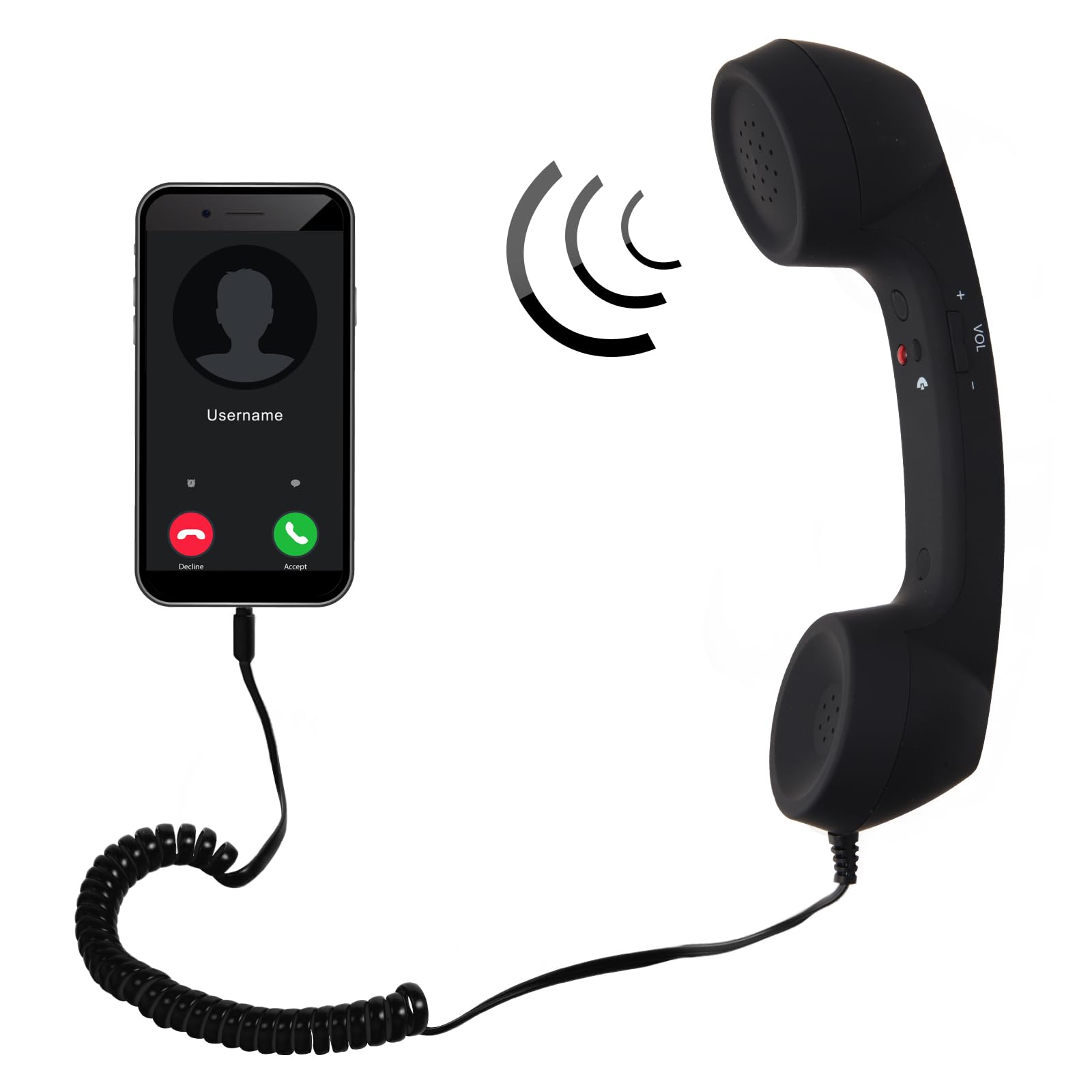 LAHELA Retro Phone Handset/Handset for Mobile/Radiation-Proof Handset Receivers/Retro Phone Receiver/Phone Receiver for Cell Phone (Black)