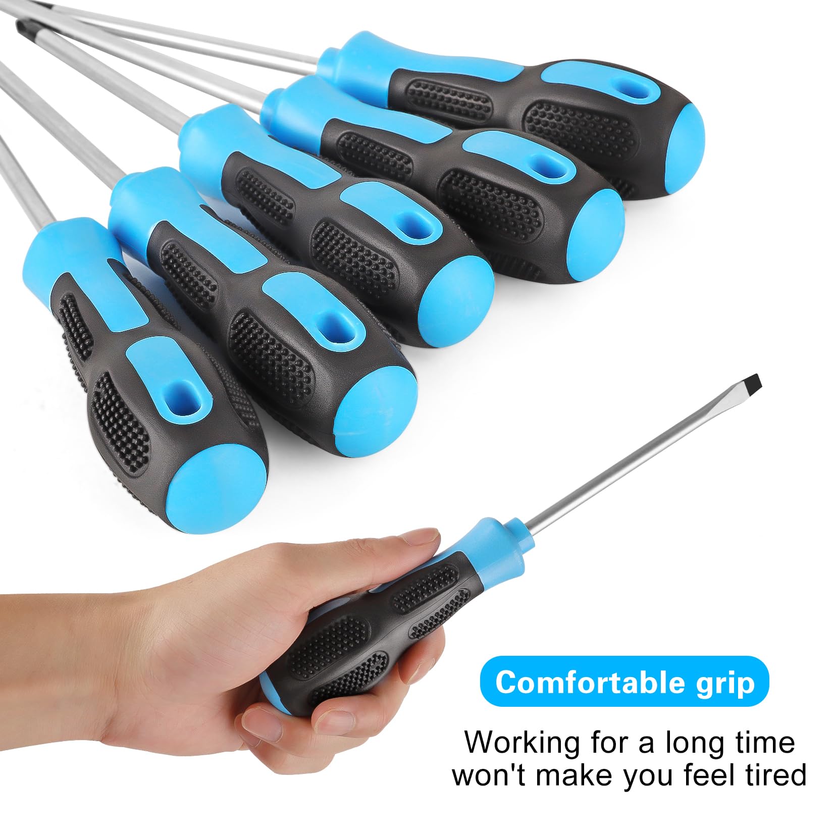 Magnetic long Screwdriver Set 10 PCS,5 Phillips and 5 Flat Head Precision Screwdriver,Professional Cushion Grip and Non-Slip for Repair Home Improvement Craft