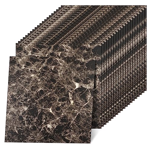 48 Pieces Vinyl Flooring Peel and Stick Floor Tile Stick on Floor Tile Self Adhesive Waterproof Bathroom 12 x 12 Inch for Bathroom Kitchen Bedroom Living Room(Delicate)
