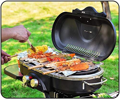 TONPOP Integrated Portable Trolley BBQ Grill Outdoor Camping Barbecue Grill Gas Stove Kebab Grill Camping Grill