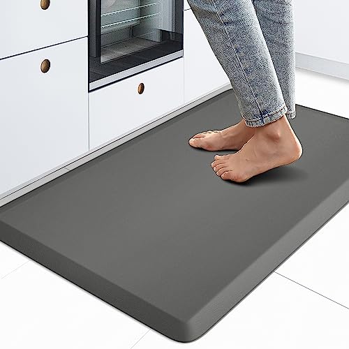 MAYHMYO Grey Kitchen Rugs Kitchen Mats Anti Fatigue Kitchen Floor Mats Thick Cushioned Non Slip Waterproof Memory Foam Kitchen Mat for Standing Desk Office Sink Laundry