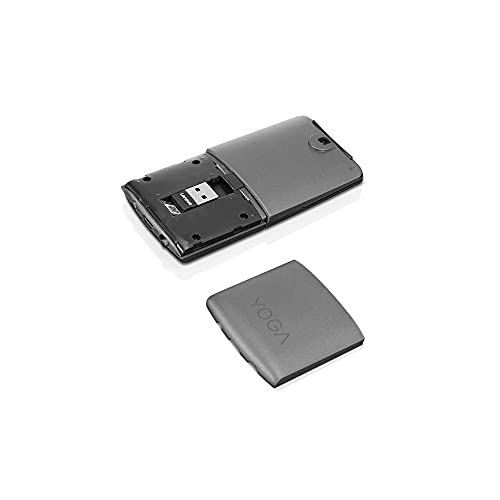 Lenovo Yoga Mouse with Laser Presenter, 2.4GHz Wireless Nano Receiver & Bluetooth 5.0, Award-Winning Ergonomic V-Shape, Adjustable 1600 DPI, Optical Mouse, GY50U59626, Iron Grey, gray