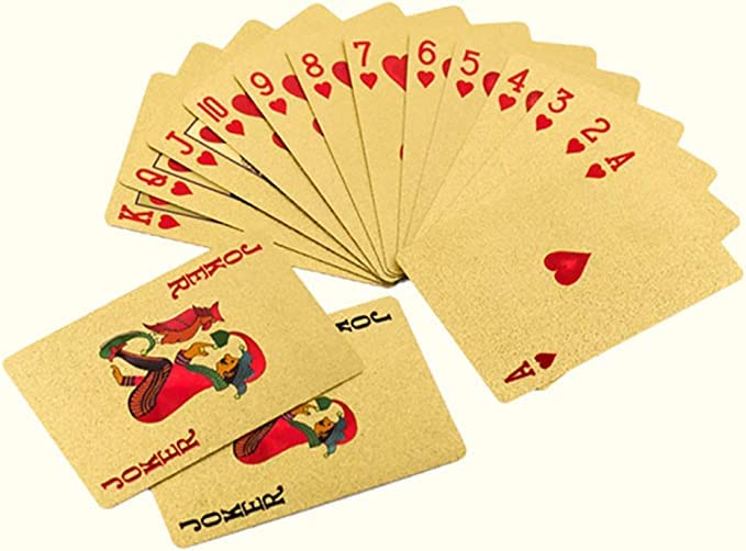 MSTICORA Gold Foil Poker Set - US Dollar Playing Cards - Plastic Playing Cards - Casino Cards(Gold 1 Deck)