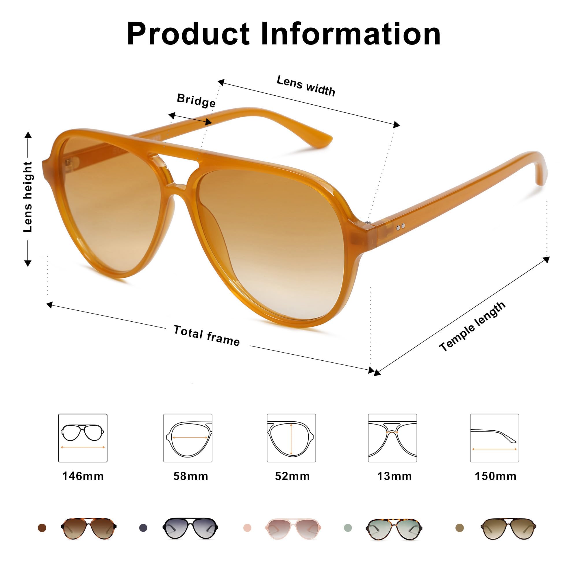 SOJOS Classic Polarized Aviator Sunglasses for Women Men, Retro Trendy Aviators Shades SJ2201, Orange/Gradient Yellow