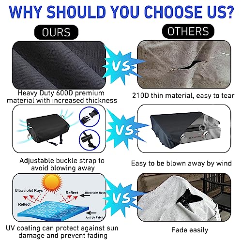 22 inch Griddle Cover for Blackstone - 600D with Hood Blacksston Grill Cover Handles Waterproof UV-Proof Windproof Drastring for BBQ Outdoors,Black
