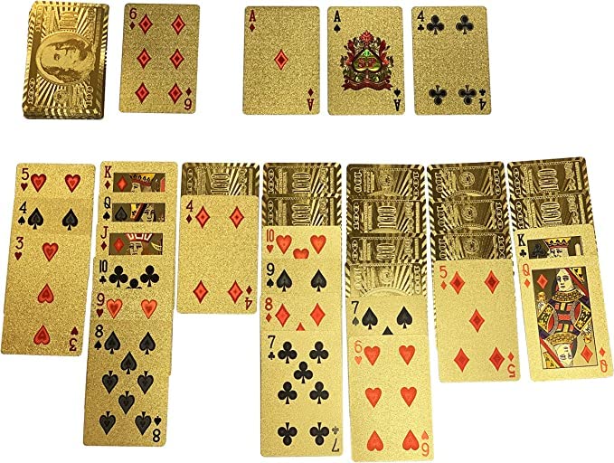 MSTICORA Gold Foil Poker Set - US Dollar Playing Cards - Plastic Playing Cards - Casino Cards(Gold 1 Deck)