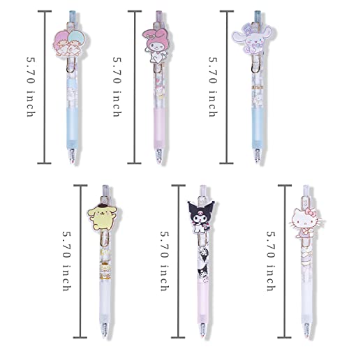 G-Ahora 6pcs Cartoon Kitty Ballpoint Pens Kawaii Kitty Cat Gel Pens Black Ink 0.5mm School Supplies(Gel-slo A)